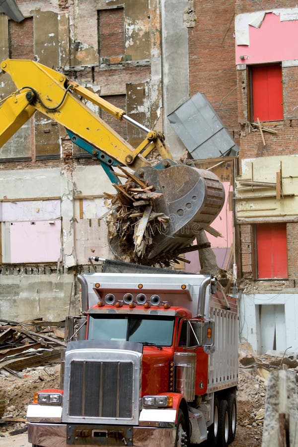 Front End Loader Dropping Scrap Materials Truck Stock Photo - Image of ...