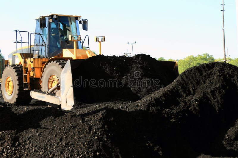 Front End Loader Moving Piles of Coal Stock Image - Image of black ...