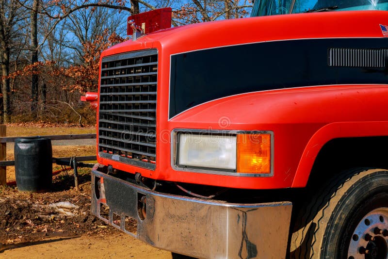 Front End of a Semi Truck while Parked Stock Image - Image of diesel ...