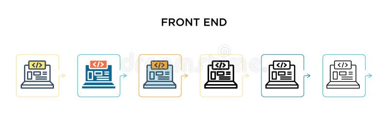 Front End Vector Icon in 6 Different Modern Styles. Black, Two Colored ...