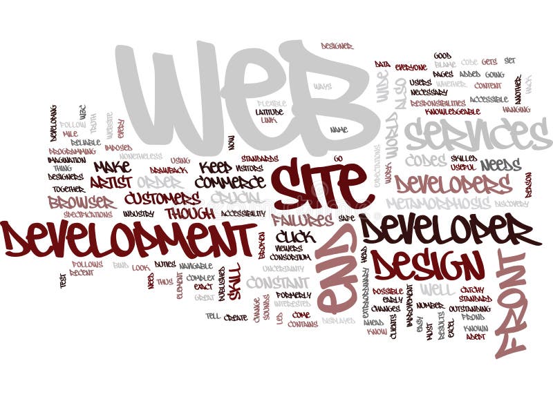 Front End Web Developer Text Background Word Cloud Concept Stock Vector