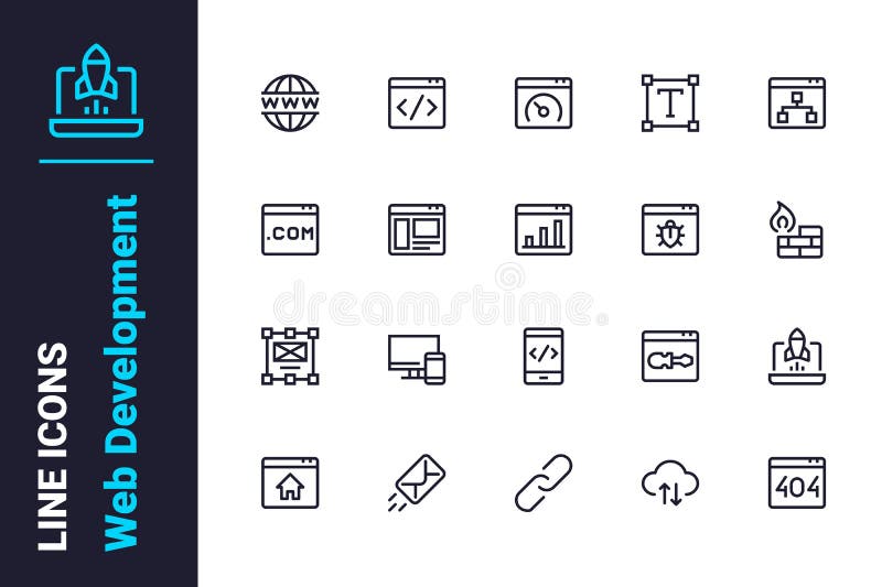 Front End Web Development Icons Set Stock Vector - Illustration of ...