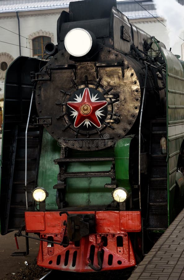 The Front of the Engine with Soviet Symbols Stock Photo - Image of ...