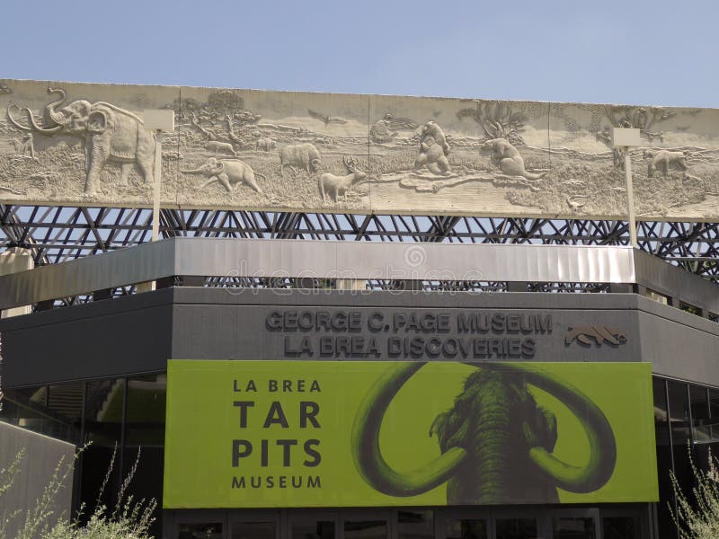 Entrance of the George C Page Museum, at the La Brea Tar Pits Editorial ...
