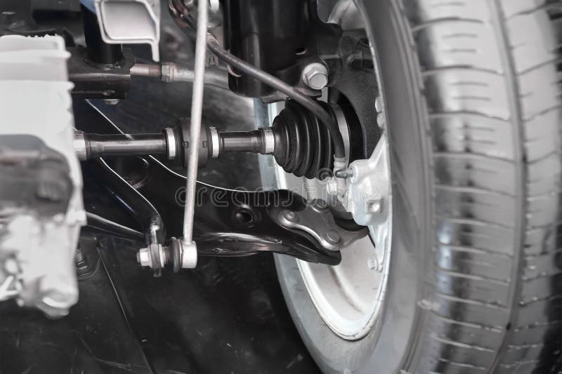 Front EV Car Suspension System and Drive Shaft Stock Photo - Image of ...