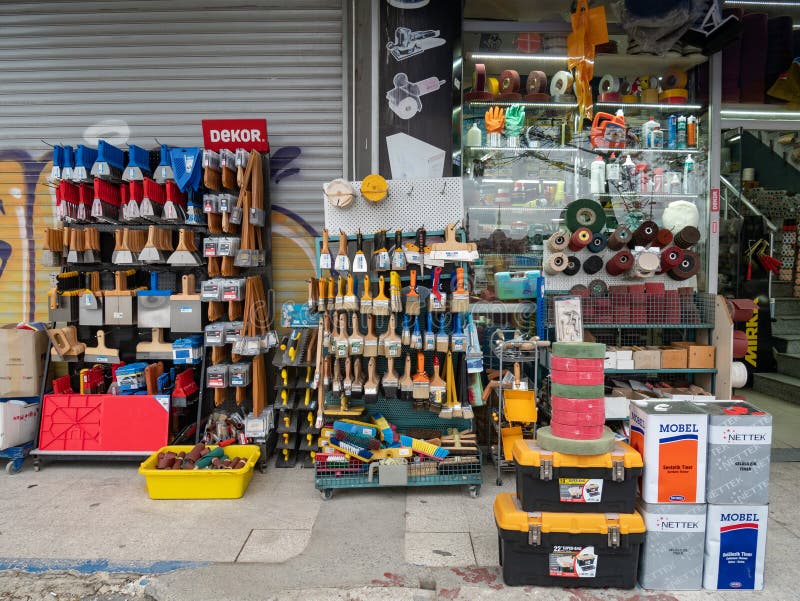 Front Facade of Building Small Store with Lot of Diy Stuff Editorial ...
