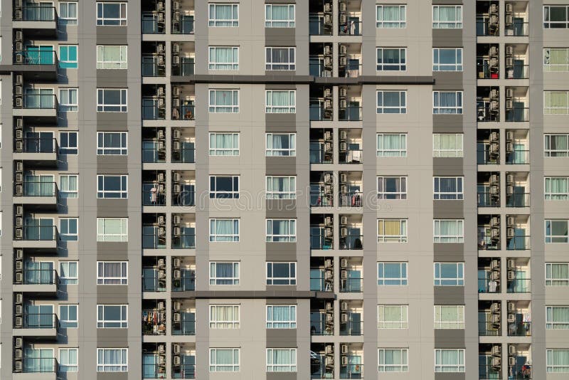 Front Facade of Condo Balcony and Windows Stock Image - Image of luxury ...