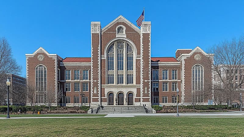 Front Facade of a Historic Academic Building Stock Illustration ...