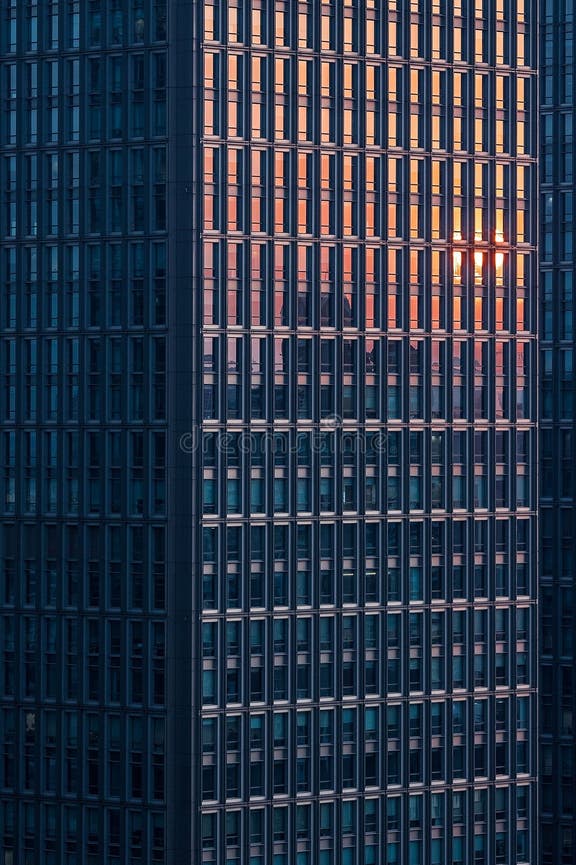 Front Facade of a Large Office Building at Sunset Stock Photo - Image ...