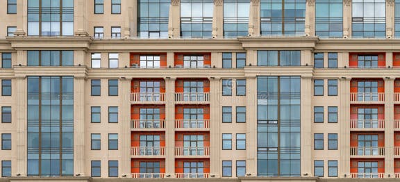 Front Facade of a Modern Building with Windows Stock Photo - Image of ...