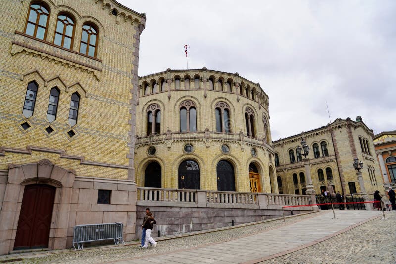 Front Facade of the Stortinget Building in Oslo, Norway. the Building ...