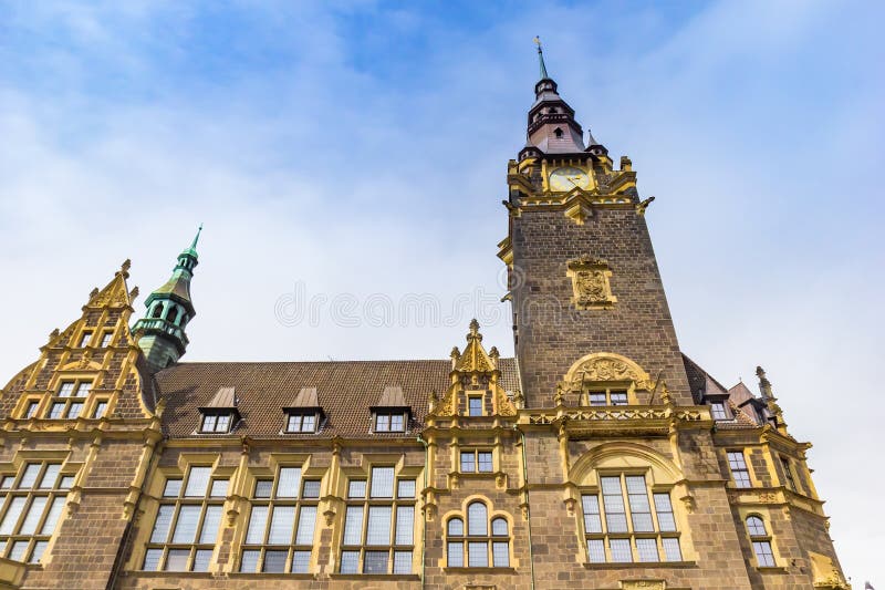 Front Facade and Tower of the Town Hall Building in Wuppertal Stock ...