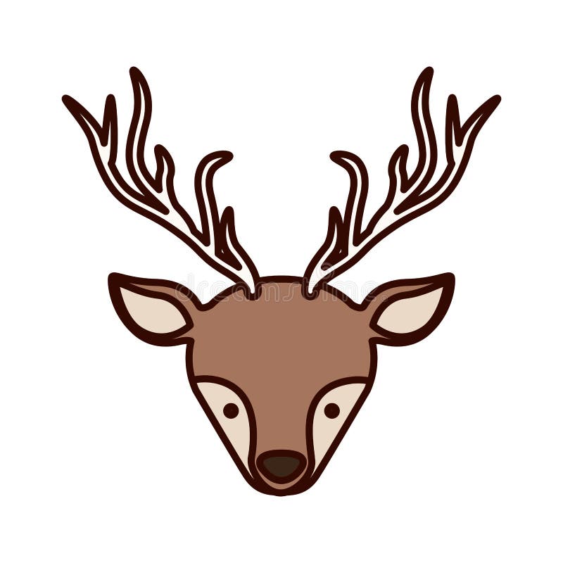 Front Face Christmas Reindeer with Shadow Stock Vector - Illustration ...