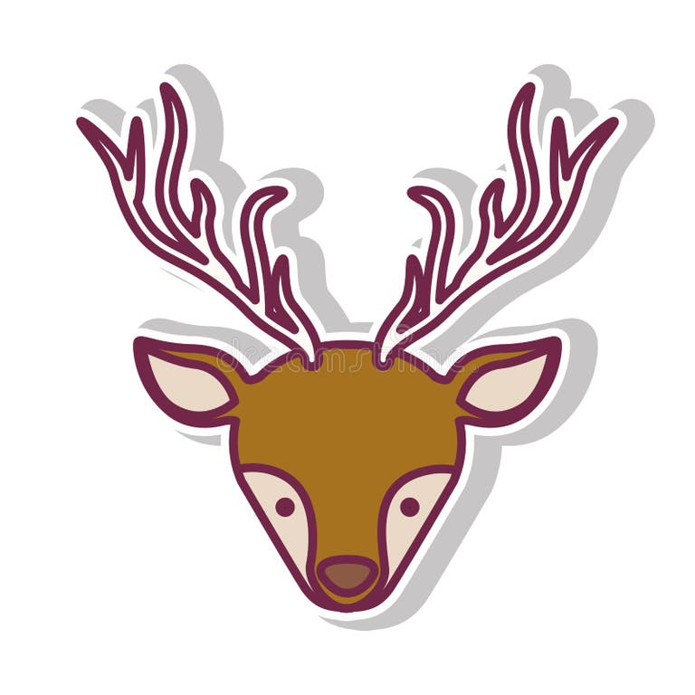 Front Face Christmas Reindeer with Shadow Stock Vector - Illustration ...