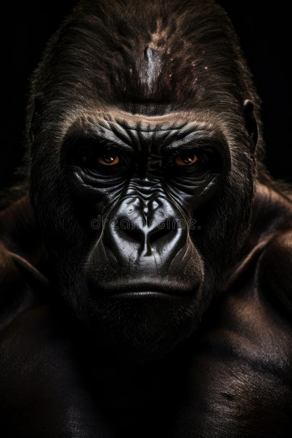 Front face dark gorilla stock illustration. Illustration of gorilla ...