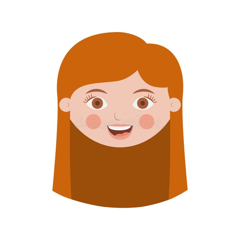Front Face Girl with Long Hair Stock Vector - Illustration of eyes ...