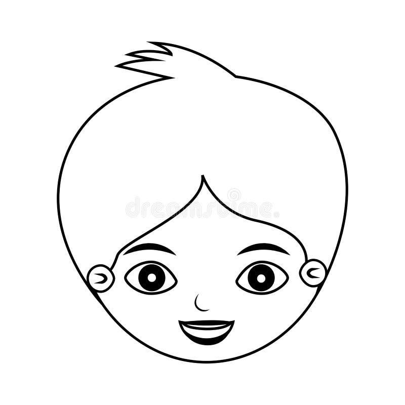 Front Face Kid Silhouette with Crest Stock Vector - Illustration of ...