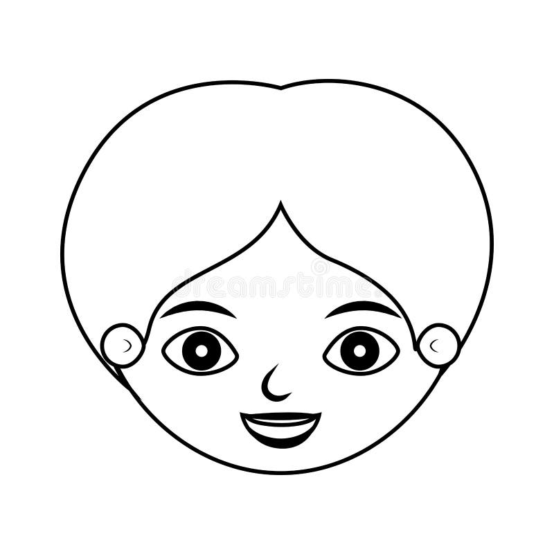 Front Face Kid Silhouette Smiling Stock Vector - Illustration of ...