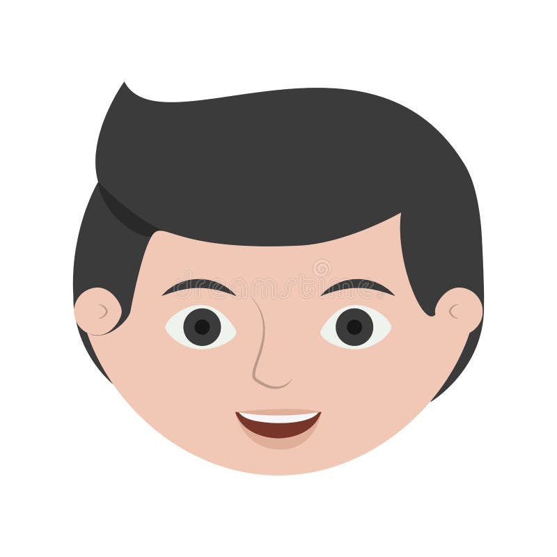 Front Face Man with Black Hair Stock Vector - Illustration of nose ...