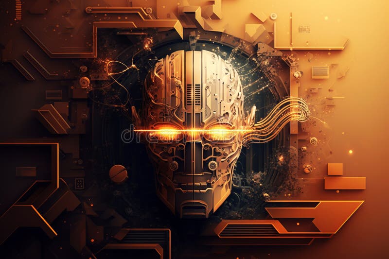 Front Face Representing Artificial Intelligence in Orange and Black ...