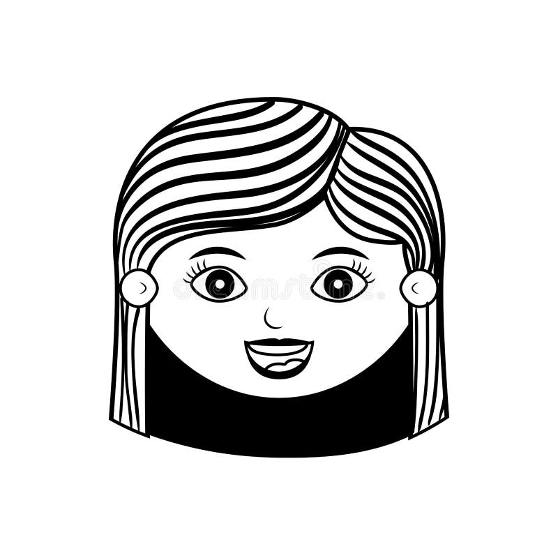 Front Face Woman Silhouette with Hair Striped Stock Vector ...