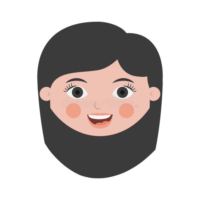 Front Face Woman Smiling with Black Short Hair Stock Vector ...
