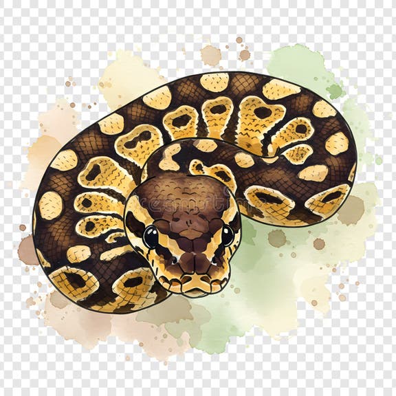Front-Facing Ball Python Illustration with Intricate Pattern and ...