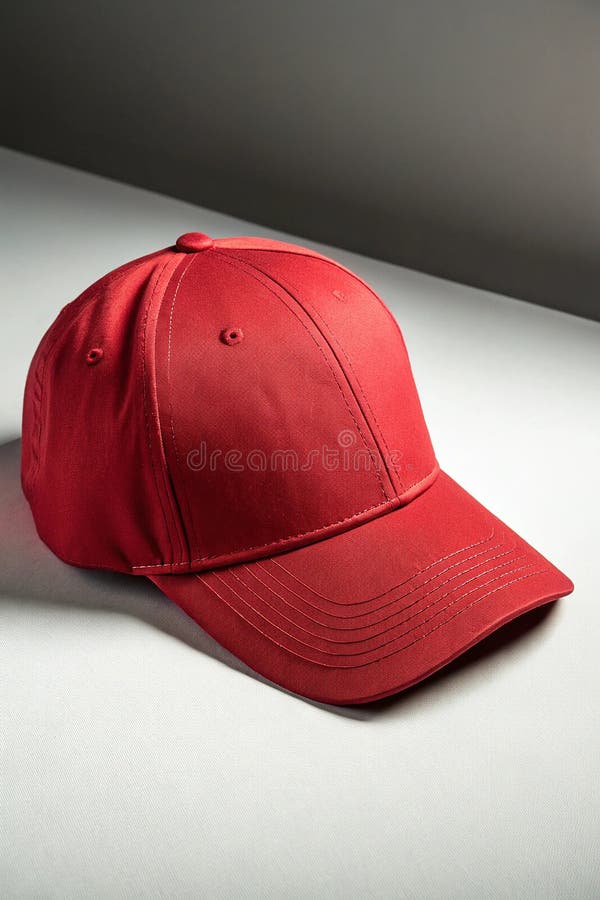 Front-facing Red Cap on Neutral Background with Clear Fabric Texture ...