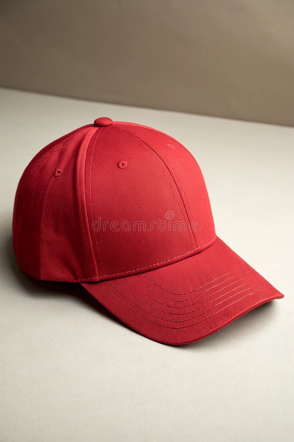 Front-facing Red Cap on Neutral Background with Clear Fabric Texture ...