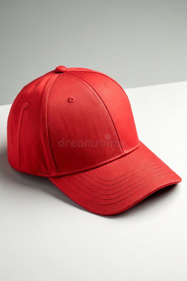 Front-facing Red Cap on Neutral Background with Clear Fabric Texture ...