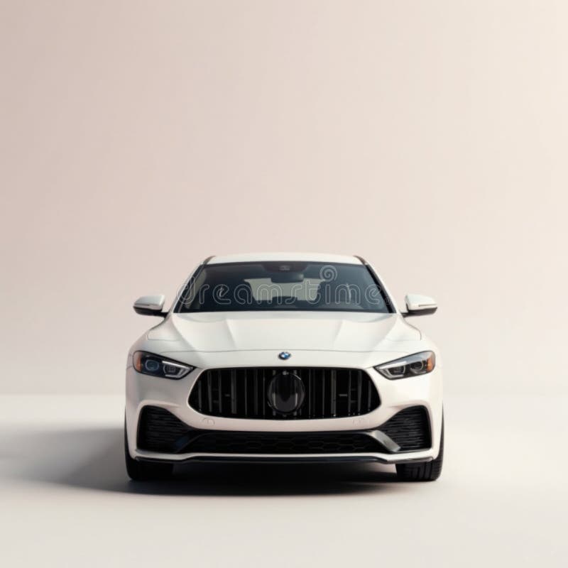 Front-facing Shot of a Generic Car with Rounded Edges and Minimalist ...