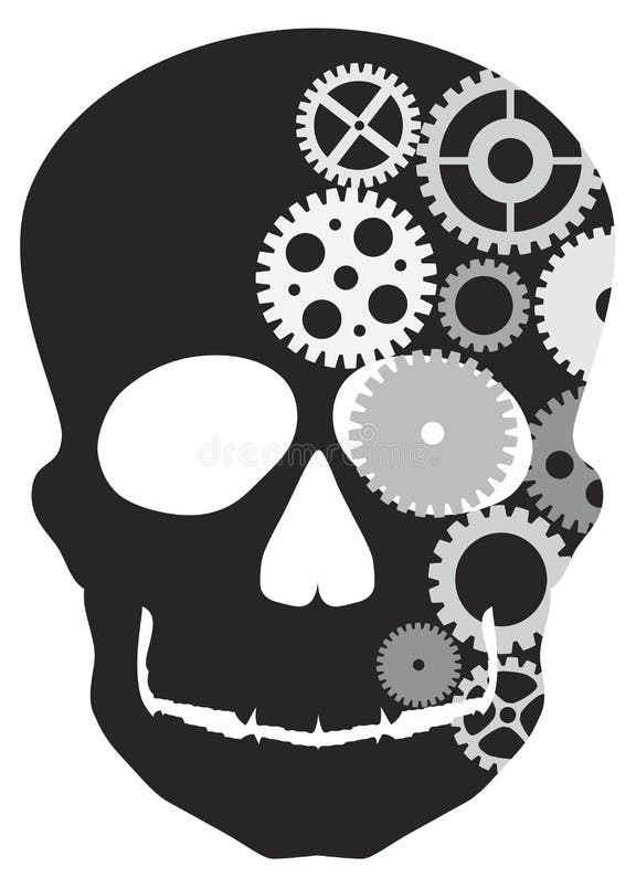 Front Facing Skull with Mechanical Gears Stock Illustration ...