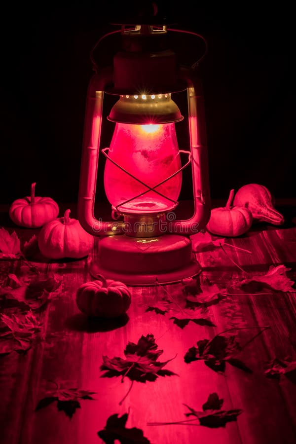 Front Facing View of a Red Glowing Lantern, Against a Black Background ...