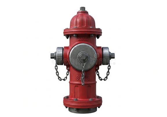 Classic Red Fire Hydrant Isolated on White Ready for Emergency Services ...