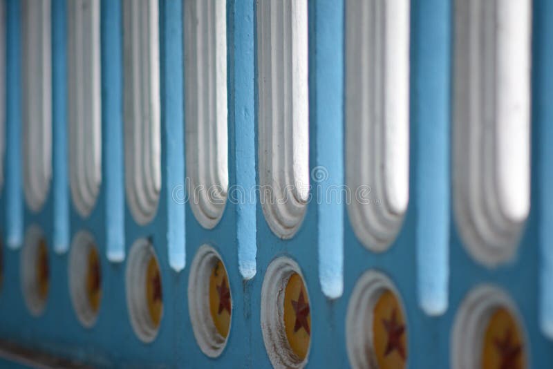 The Front Fence of the House with a Repeating Geometric Pattern Stock ...