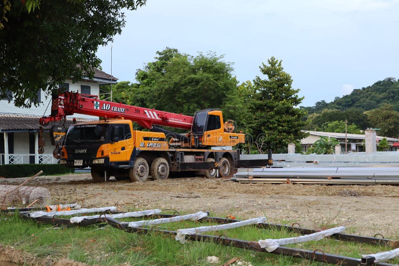 In Front of the Field Work, Building Construction Large Industrial ...