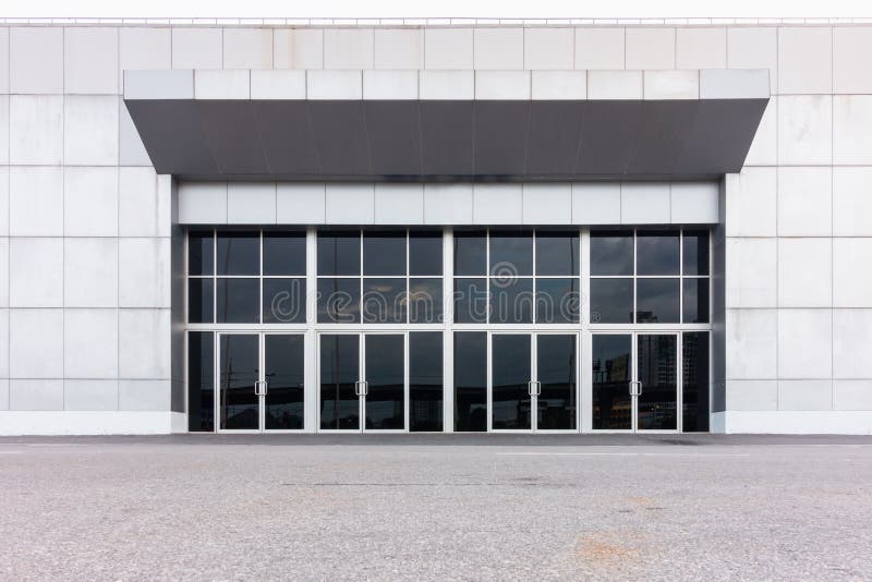 Front Gate and Modern Facade Whit Aluminum Panels Stock Image - Image ...