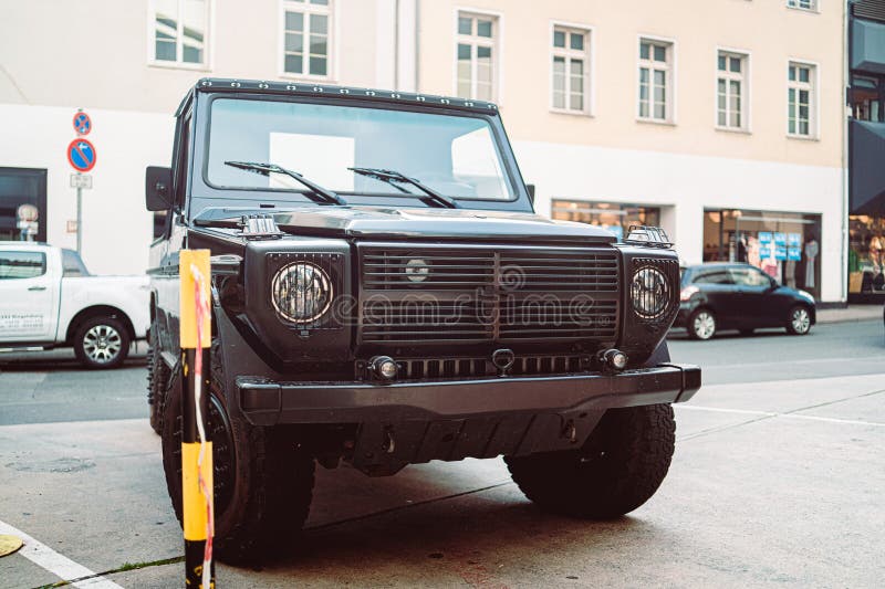 Front Grill of a Black Off Road Vehicle Stock Image - Image of darkness ...