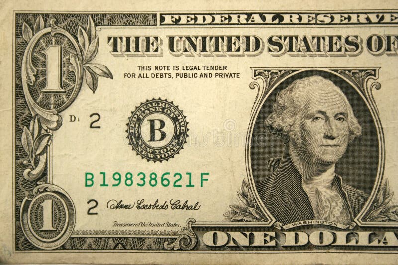 Front Half one dollar bill stock image. Image of monies - 3605333