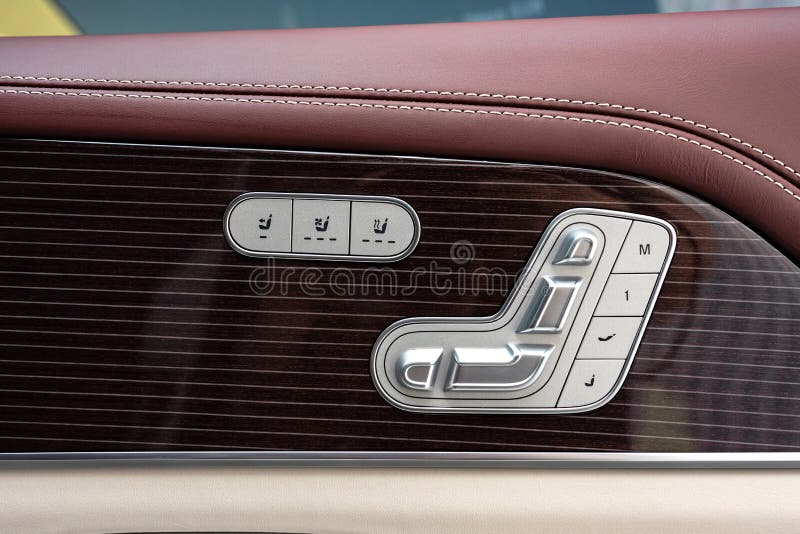 Front Handle Door Panel with Buttons of a Luxury Car Stock Photo ...