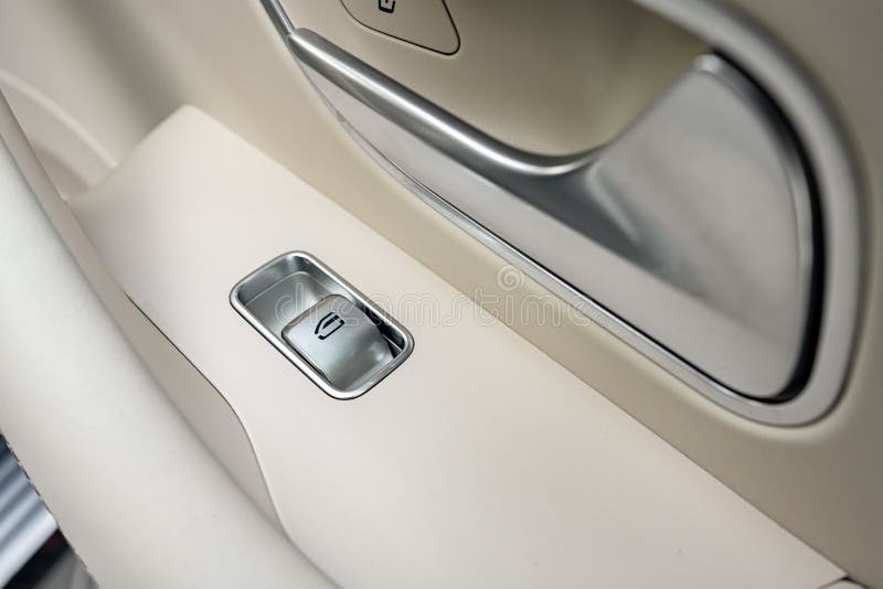 Front Handle Door Panel with Buttons of a Luxury Car Stock Photo ...