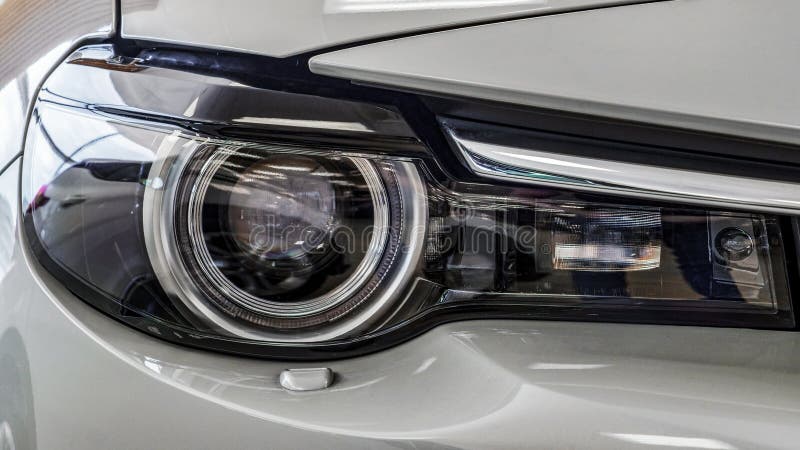 Front Headlight of a Modern Car. Light Gray Color Stock Image - Image ...