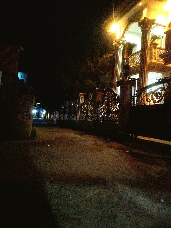 Front Home at Night Yellow Road Editorial Stock Image - Image of road ...