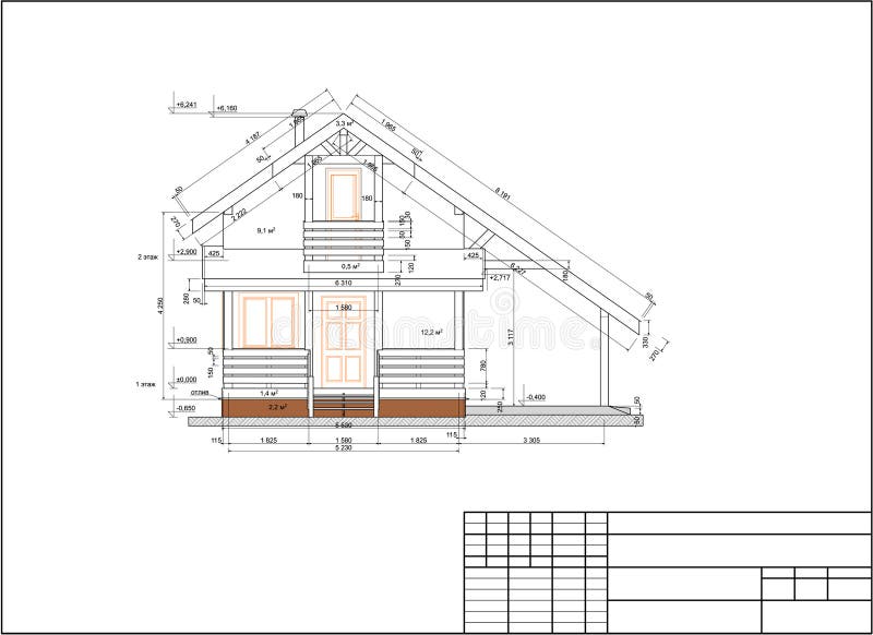 Front view contour house stock illustration. Illustration of render ...