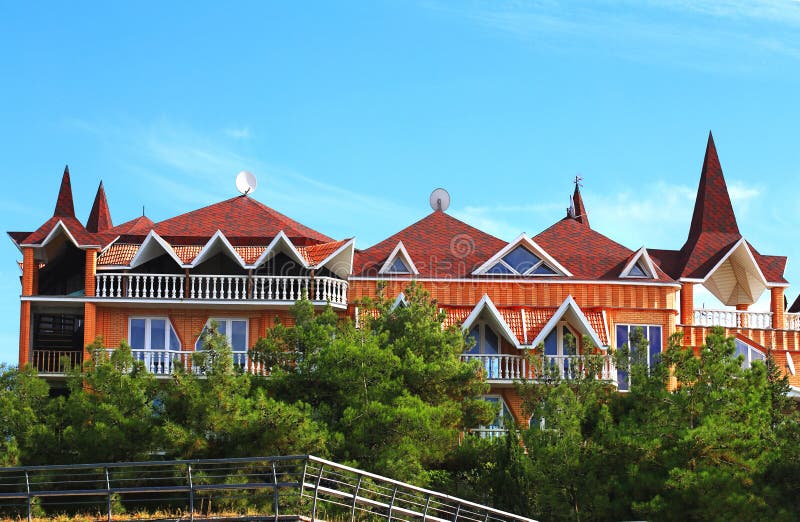 Building with turrets stock image. Image of urban, modern - 39500887