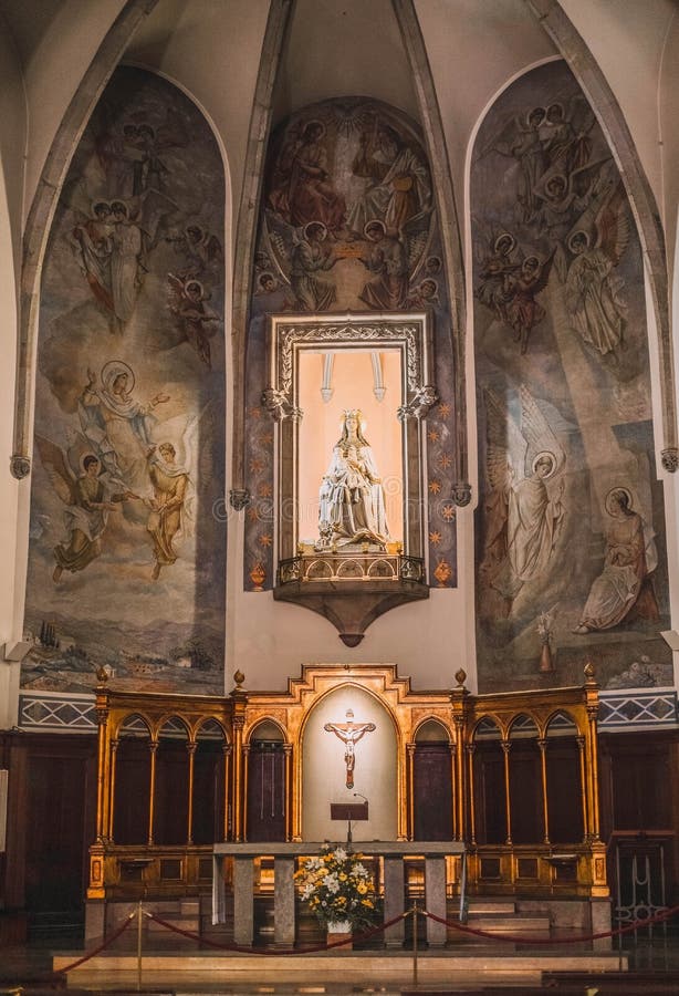Front Image of an Altar in a Catholic Church Editorial Stock Image ...