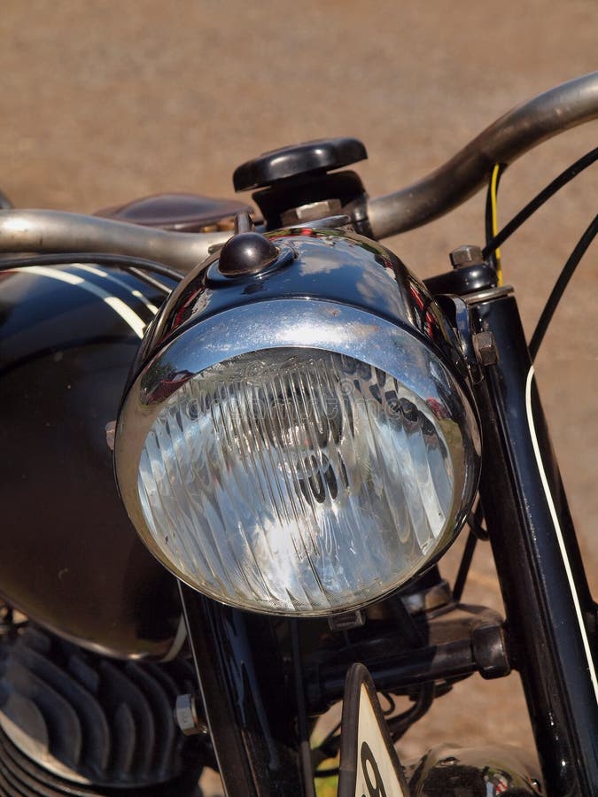 Front Lamp Head of Old Motorcycle Stock Photo - Image of power, head ...