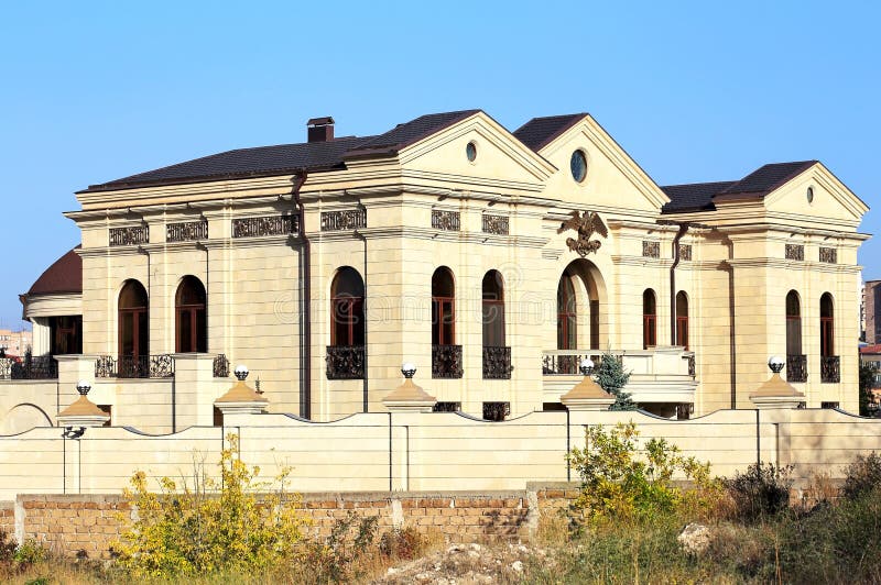 Front of the large house stock image. Image of cage, gallery - 49597139