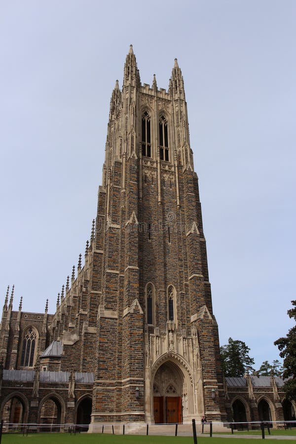 The Front and Left Side of the Duke University Chapel Stock Photo ...