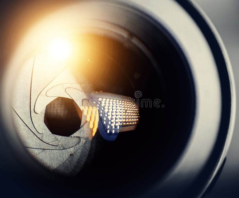 The Front Lens of the Lens and the Aperture Stock Photo - Image of lens ...